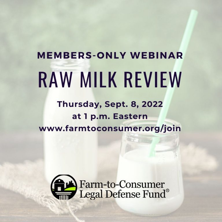 Members-Only Webinar: Raw Milk Review - Farm-to-Consumer Legal Defense Fund
